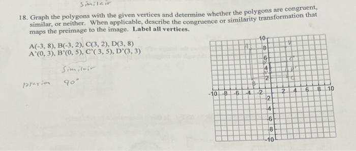 Solved 18. Graph the polygons with the given vertices and | Chegg.com
