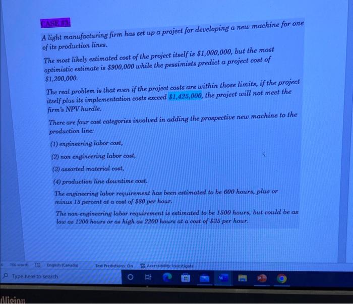 Solved A light manufacturing firm has set up a project for | Chegg.com