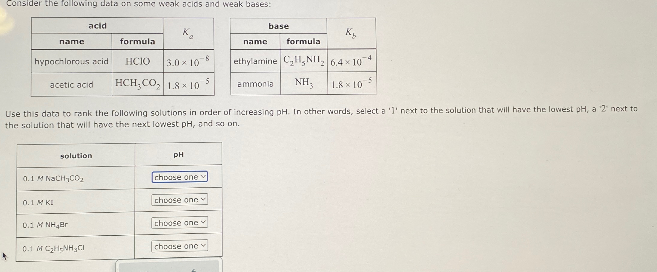 Solved Consider the following data on some weak acids and | Chegg.com