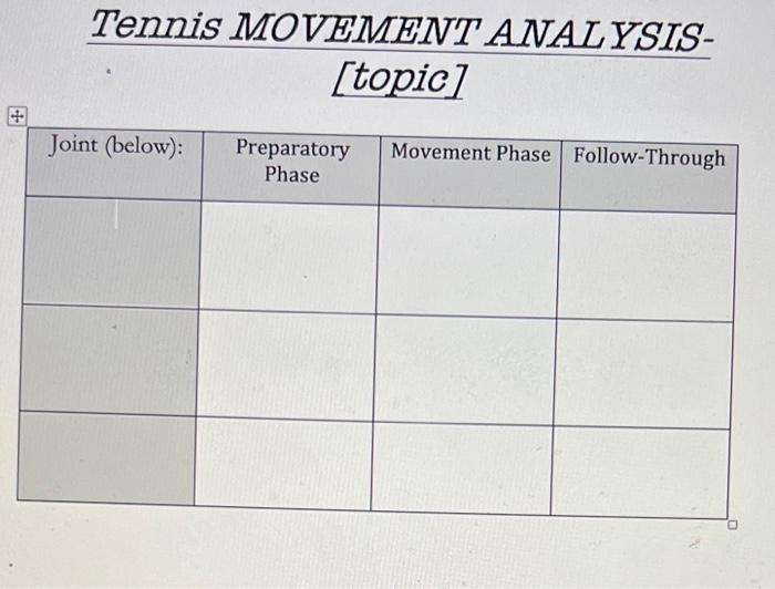 Tennis MOVEMENT ANALYSIS- | Chegg.com