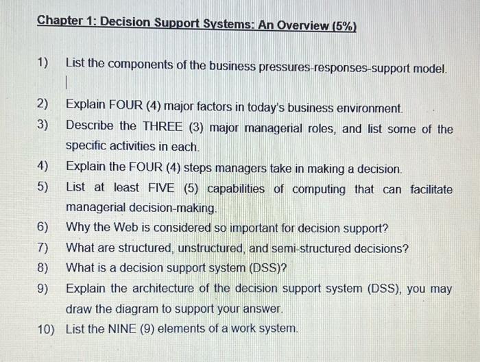 Solved 1) List the components of the business | Chegg.com