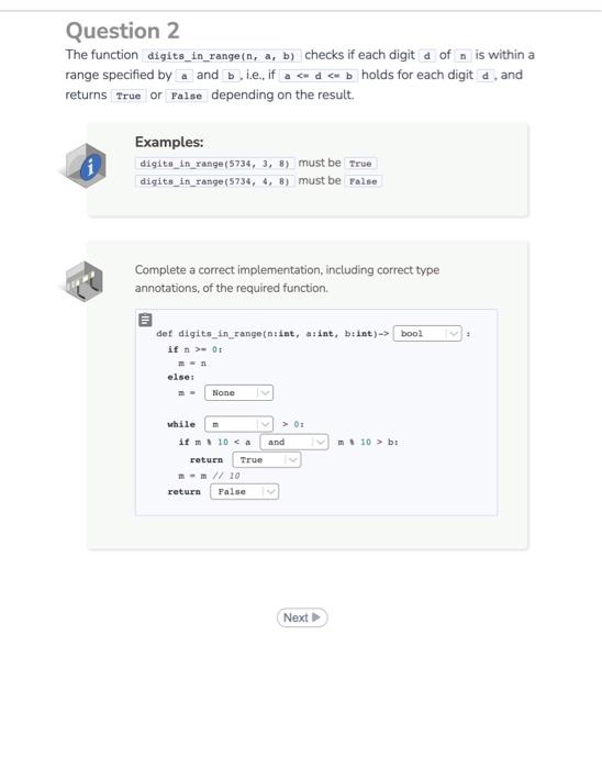 Solved Question 2 The Function Checks If Each Digit Of Is