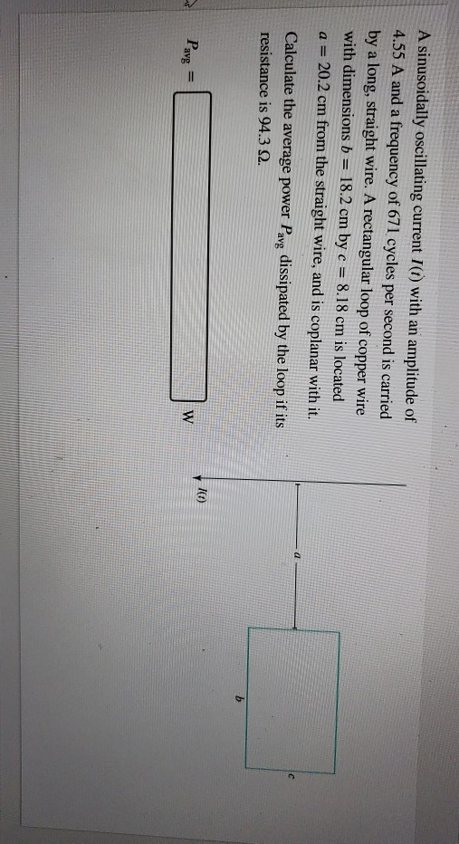 Solved A sinusoidally oscillating current I(t) with an | Chegg.com