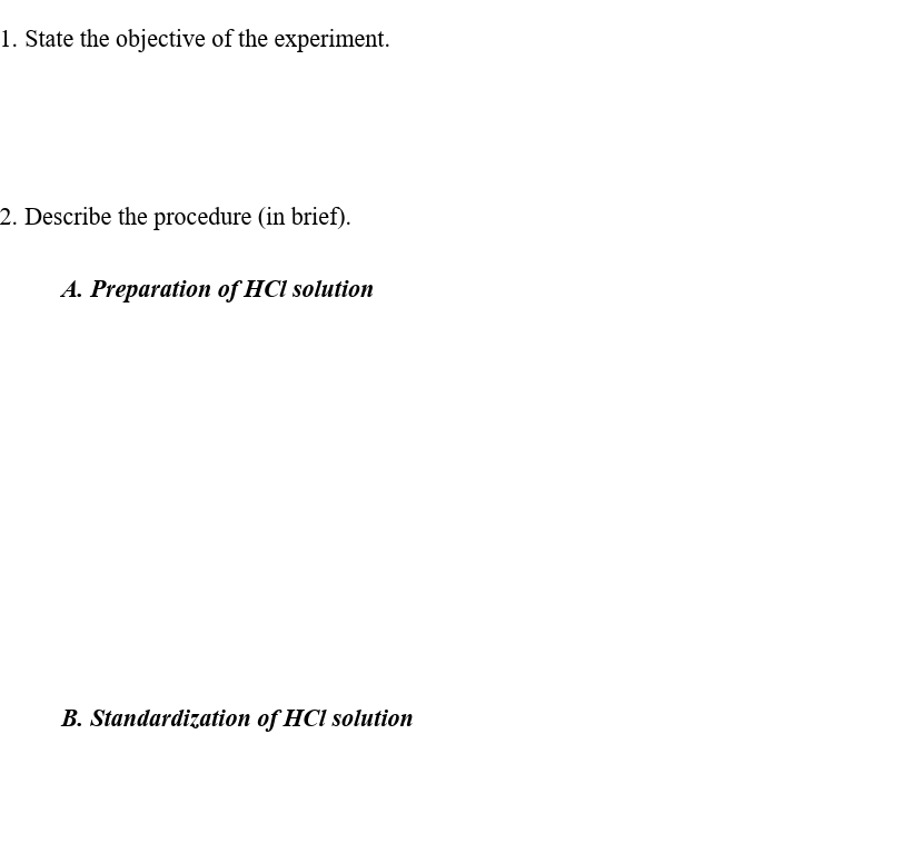 Solved PREPARATION AND STANDARDIZATION OF HCI SOLUTION WITH | Chegg.com