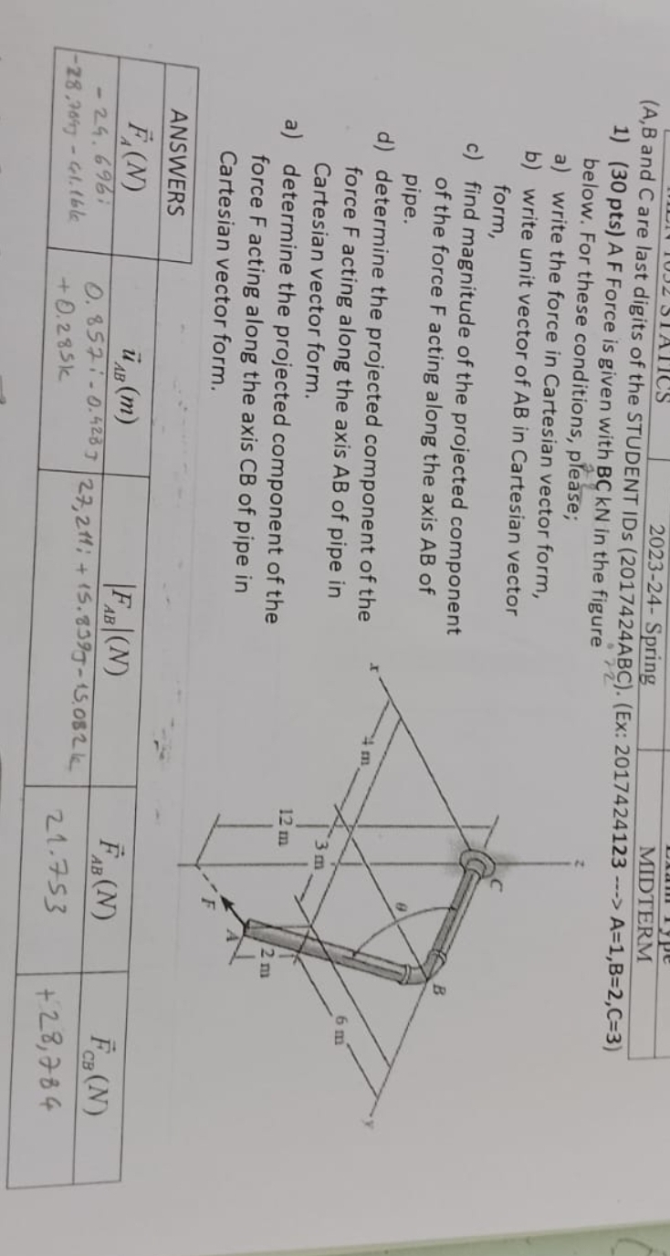 Solved A F Force is given with 70 ﻿kN in the figure below. | Chegg.com