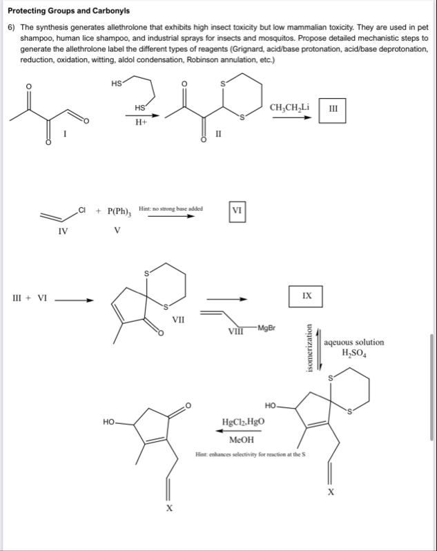 Protecting Groups and CarbonylsThe synthesis | Chegg.com
