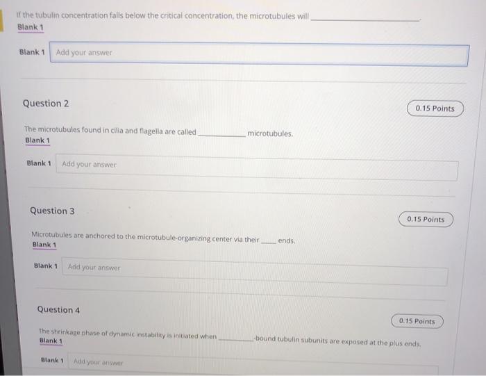 Solved if the tubulin concentration falls below the critical | Chegg.com