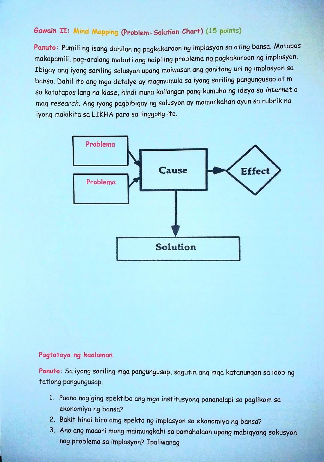 Activity Title: Implasyon: Konsepto, dahilan, epekto | Chegg.com