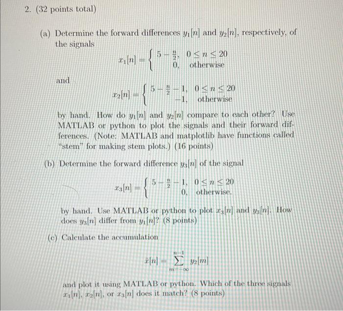 Solved (a) Determine the forward differences y1[n] and | Chegg.com