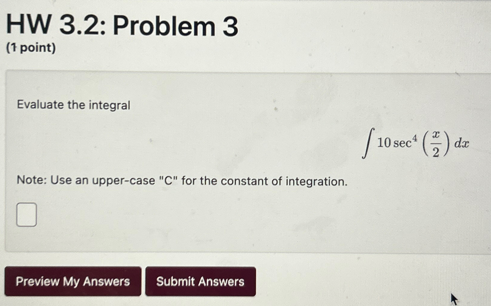 Solved HW 3.2: Problem 3(1 ﻿point)Evaluate the | Chegg.com
