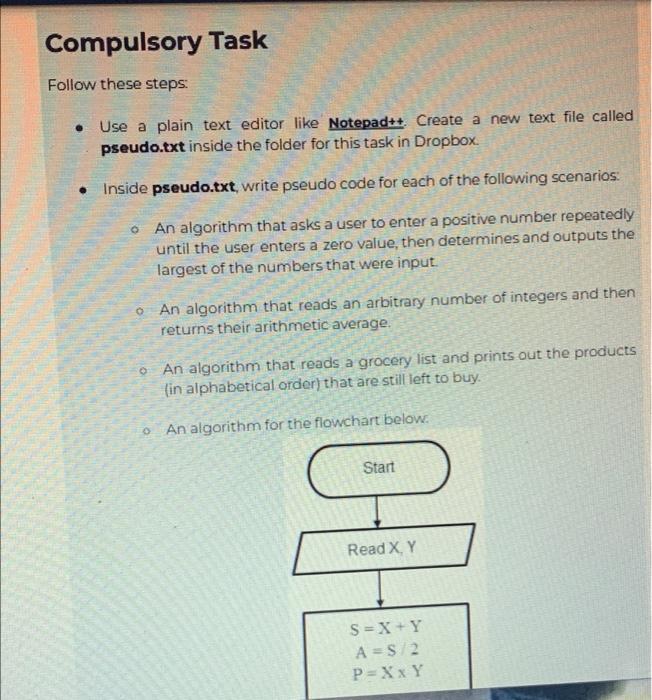 Solved Compulsory Task Follow these steps: • Use a plain | Chegg.com