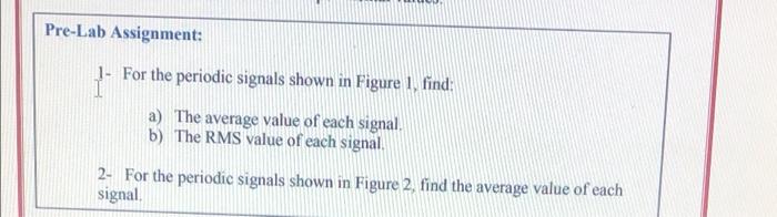 Solved Pre-Lab Assignment: 1- For the periodic signals shown | Chegg.com