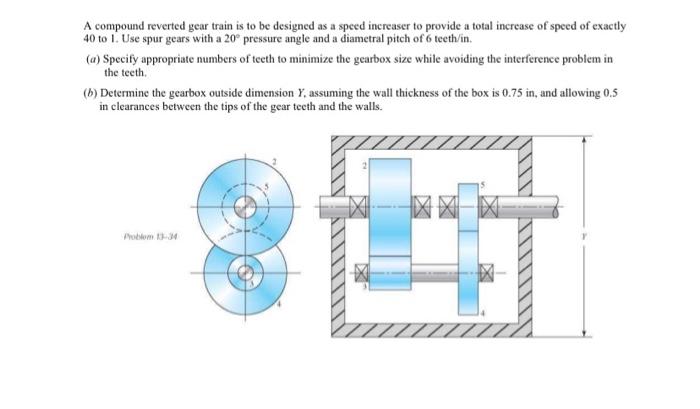 Solved A compound reverted gear train is to be designed as a | Chegg.com