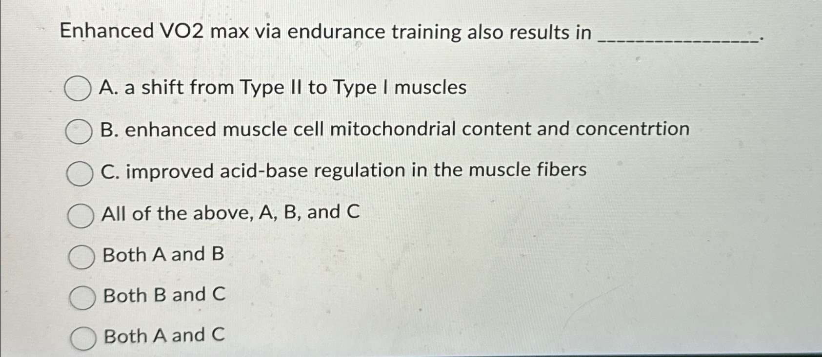Solved Enhanced VO2 ﻿max via endurance training also results | Chegg.com
