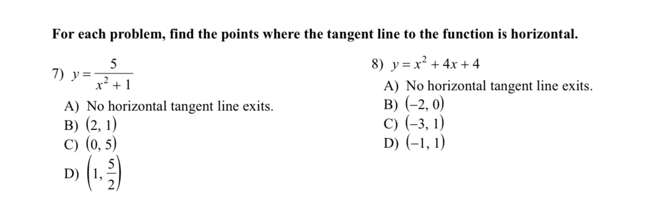 Solved For each problem, find the points where the tangent | Chegg.com