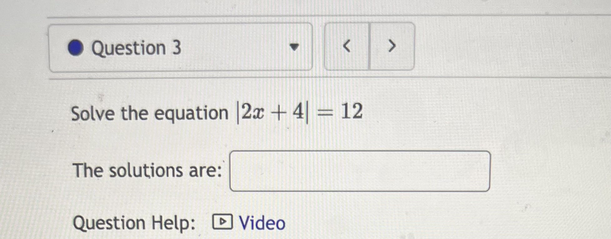 Solved Solve the equation |2x+4|=12The solutions | Chegg.com