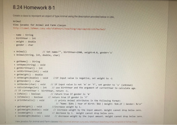 Solved 8.24 Homework 8-1 Create a class to represent an | Chegg.com