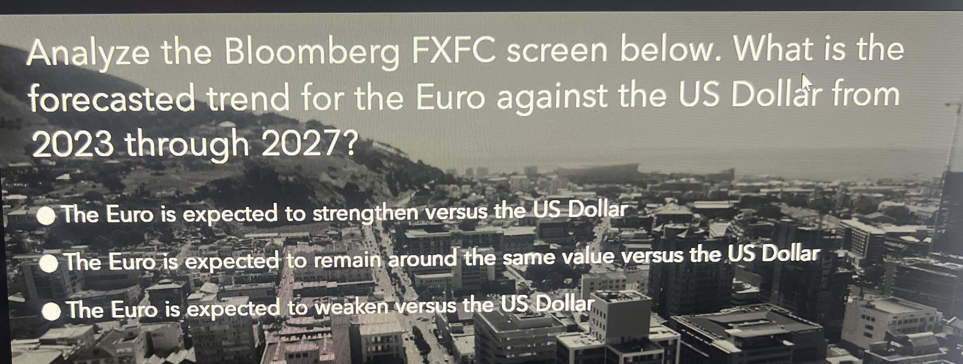 Solved Analyze the Bloomberg FXFC screen below. What is the | Chegg.com