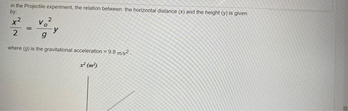 Solved in the Projectile experiment, the relation between | Chegg.com