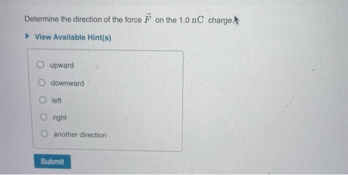 Solved What is the force F on the 1.0nC charge in (Figure | Chegg.com