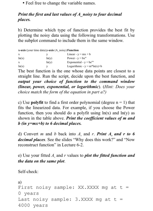 Problem 2 Perform A Data Linearization Similar To