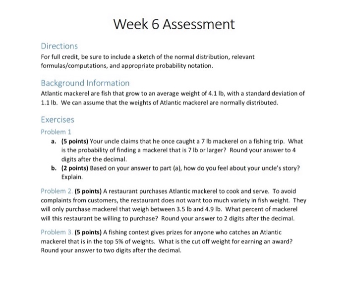 Solved Week 6 Assessment Directions For full credit, be sure | Chegg.com