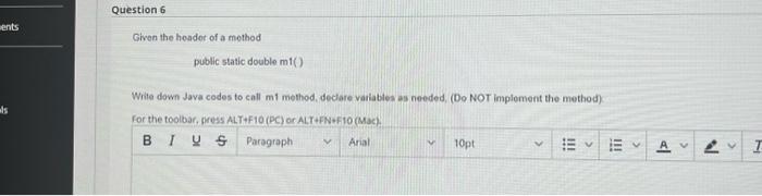 Given the hoadot of a mothod public static double | Chegg.com