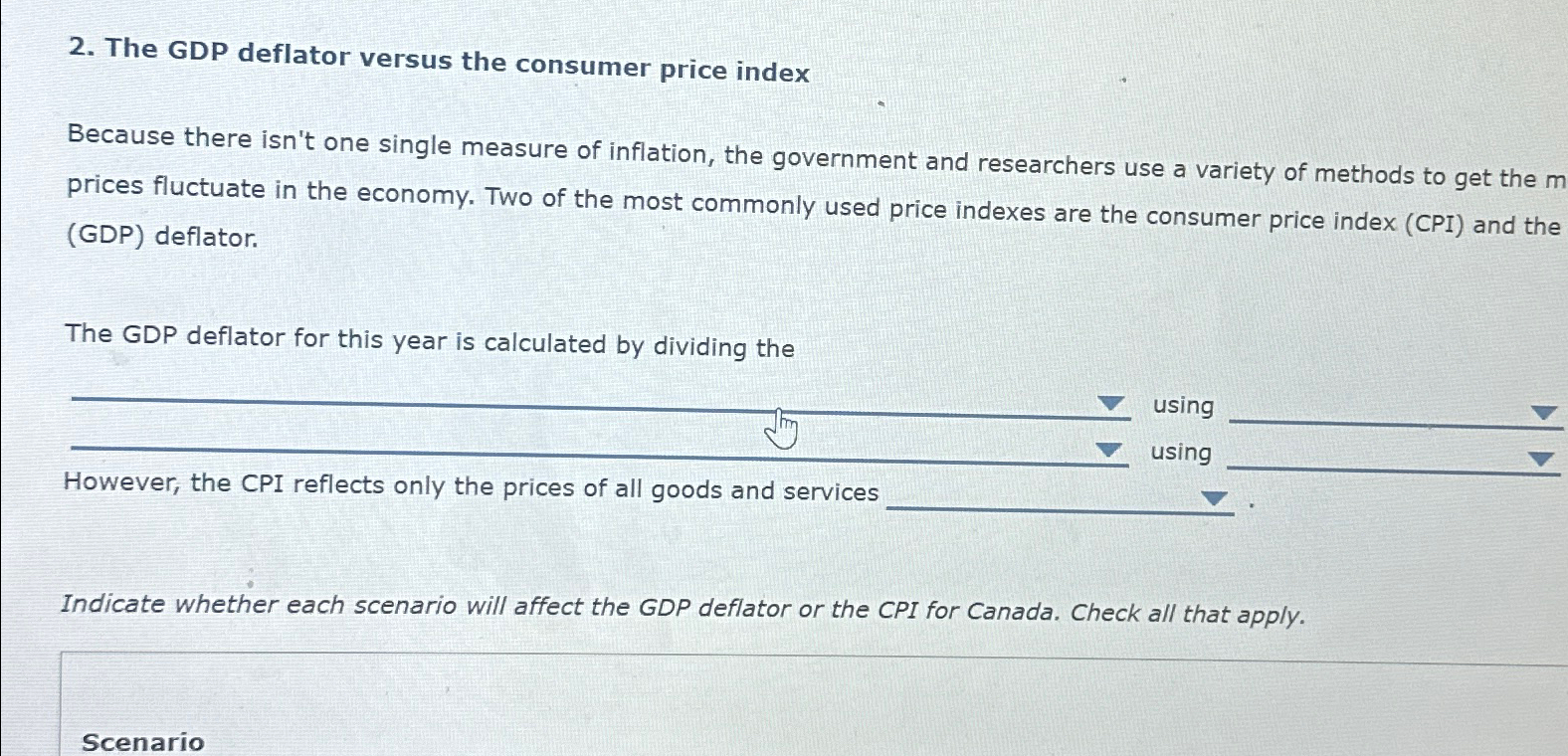 Solved The GDP deflator versus the consumer price | Chegg.com