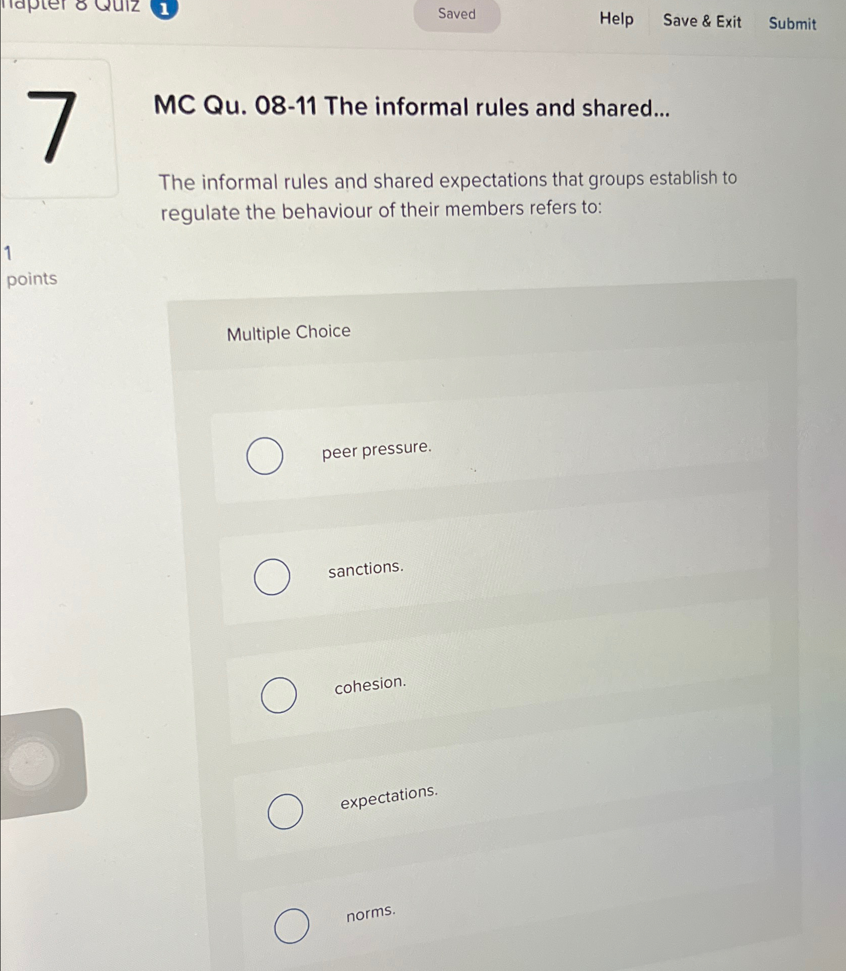 Solved HelpSave & ExitSubmitMC Qu. 08-11 ﻿The informal rules | Chegg.com