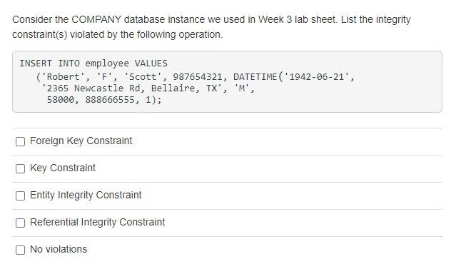 Solved Consider the COMPANY database instance we used in | Chegg.com