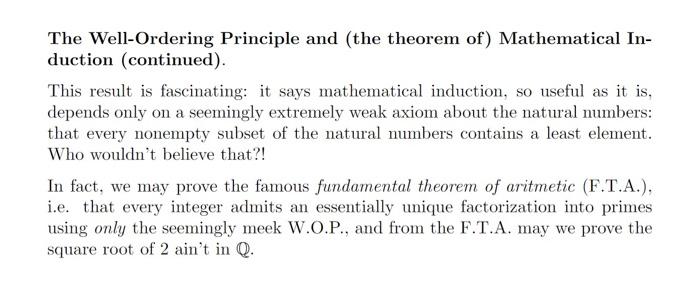 Solved The Well-Ordering Principle and (the theorem of) | Chegg.com Solved The Well-Ordering Principle and (the theorem of) | Chegg.com