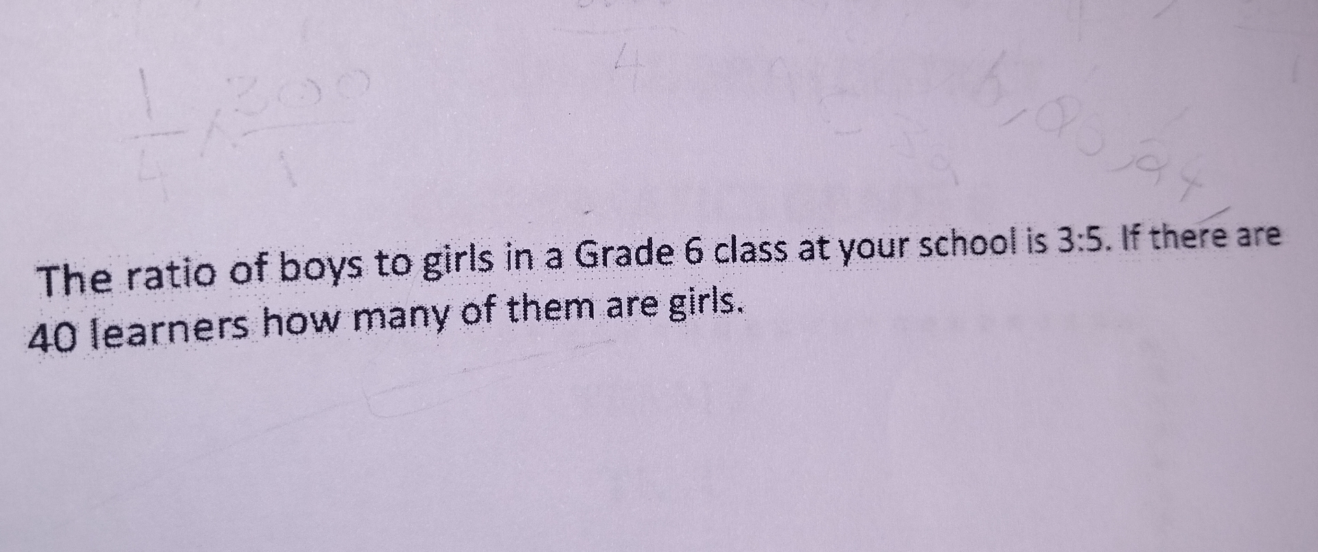 Solved The ratio of boys to girls in a Grade 6 ﻿class at | Chegg.com