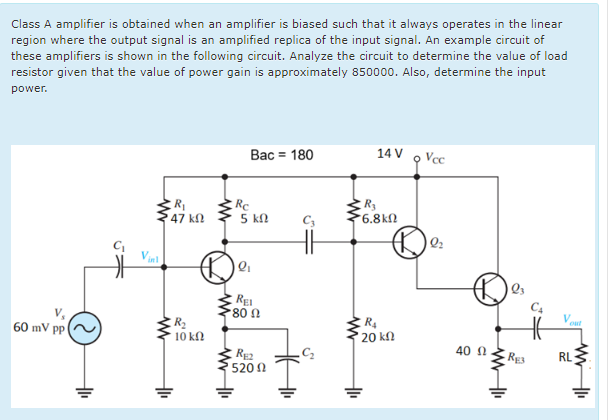 Class A amplifier is obtained when an amplifier is | Chegg.com