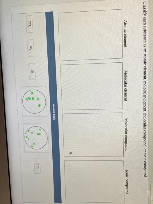 Solved Classify each substance as an atomic element, | Chegg.com