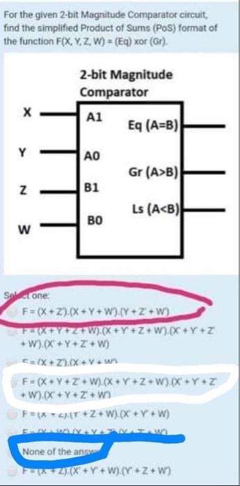 Solved For the given 2-bit Magnitude Comparator circuit, | Chegg.com