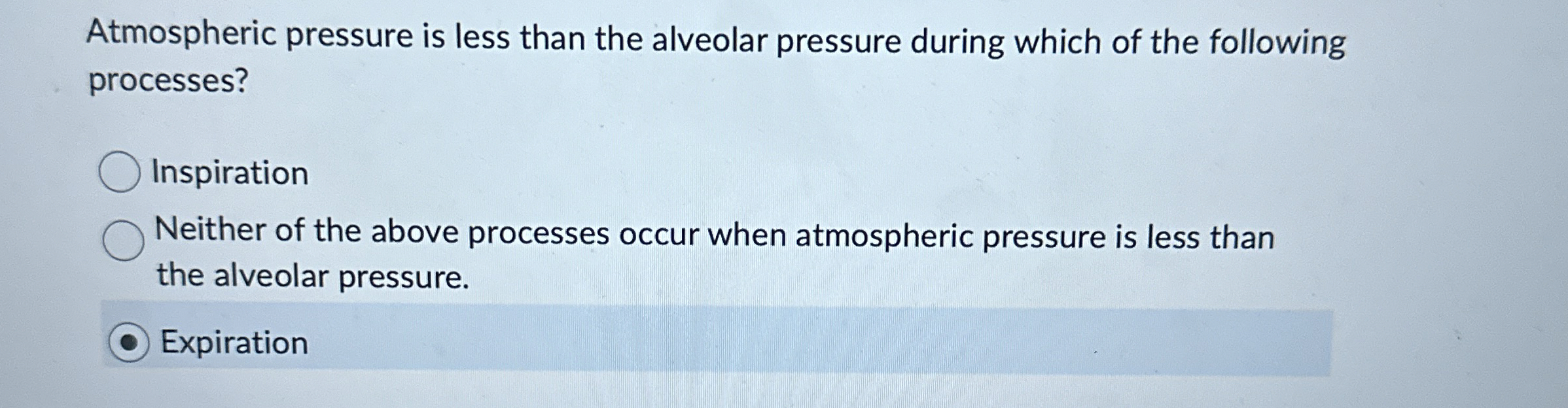 Solved Atmospheric pressure is less than the alveolar | Chegg.com