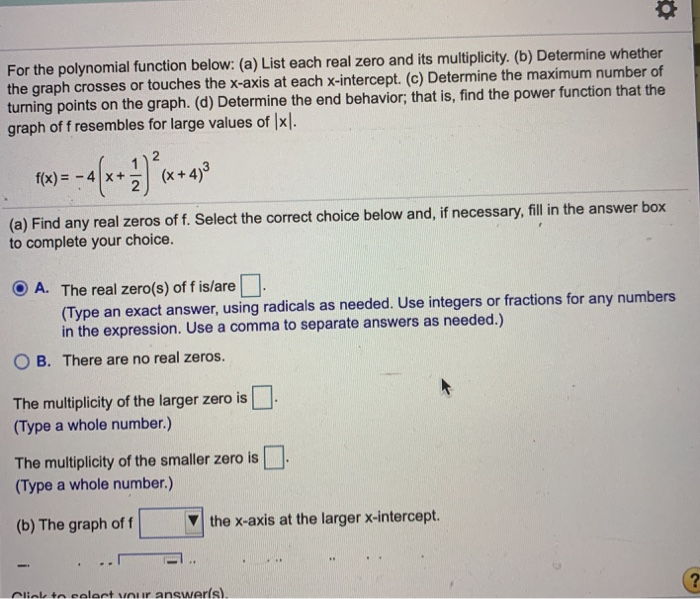 Solved For the polynomial function below: (a) List each real | Chegg.com
