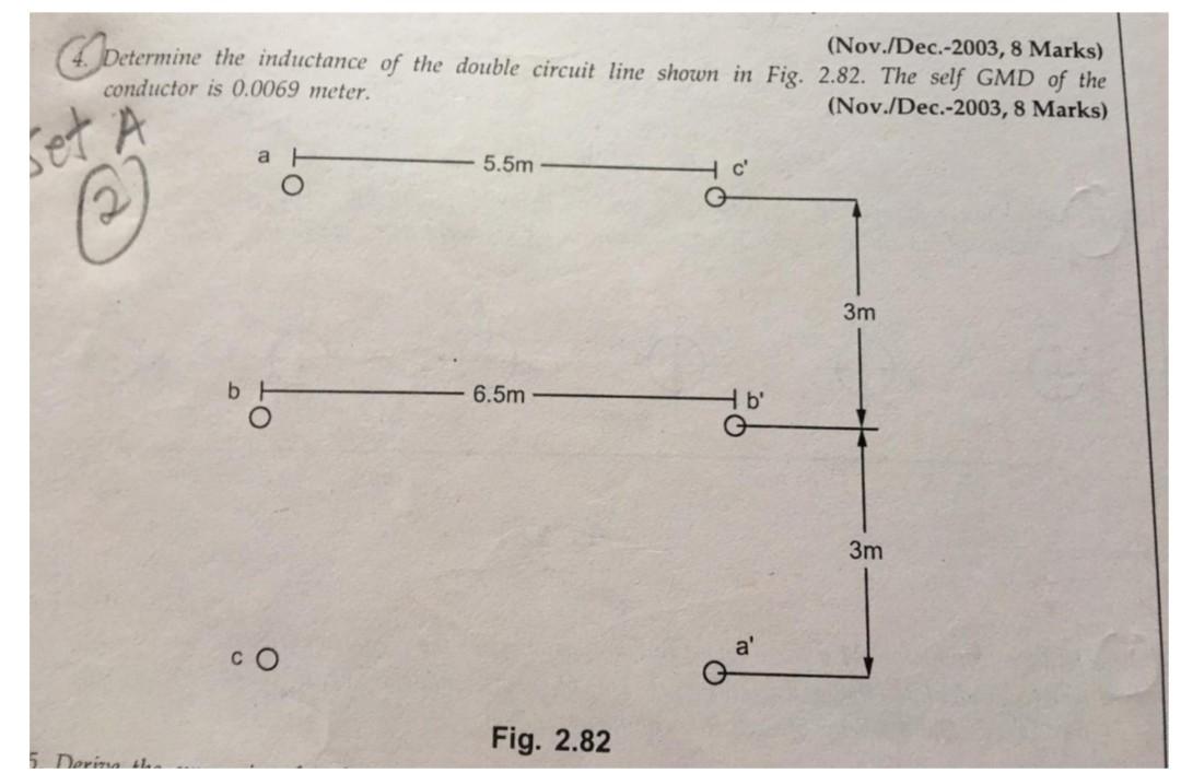 Solved Determine The Inductance Of The Double Circuit Line