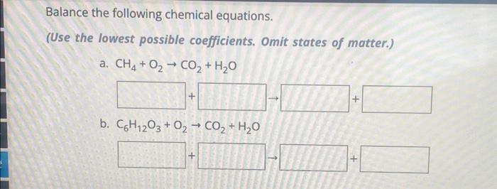 Solved Balance the following chemical equations. (Use the | Chegg.com