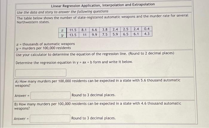 Solved Linear Regression Application, Interpolation and | Chegg.com