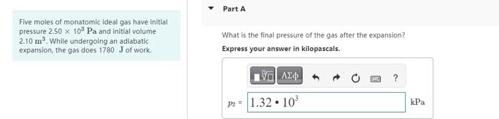 Solved Five moles of monatomic ideal gas have initial | Chegg.com