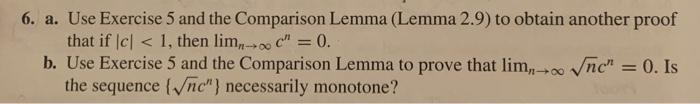 Solved 6. a. Use Exercise 5 and the Comparison Lemma (Lemma | Chegg.com