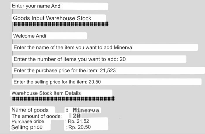 Solved A Warehouse Store Okay, I want to make a program to | Chegg.com