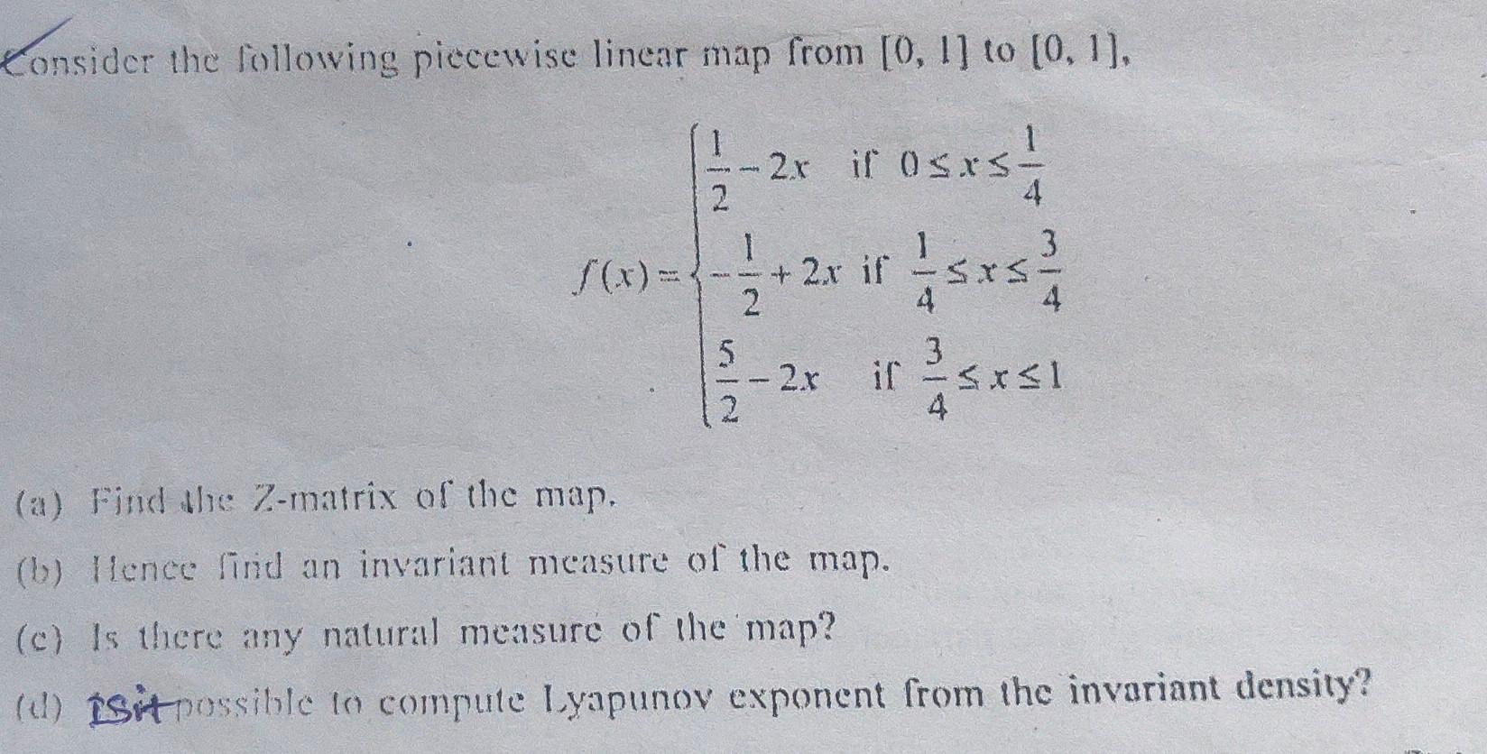 Solved Consider the following piecewise linear map from | Chegg.com