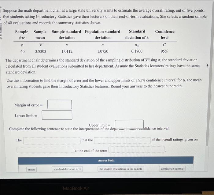 Solved Suppose the math department chair at a large state | Chegg.com