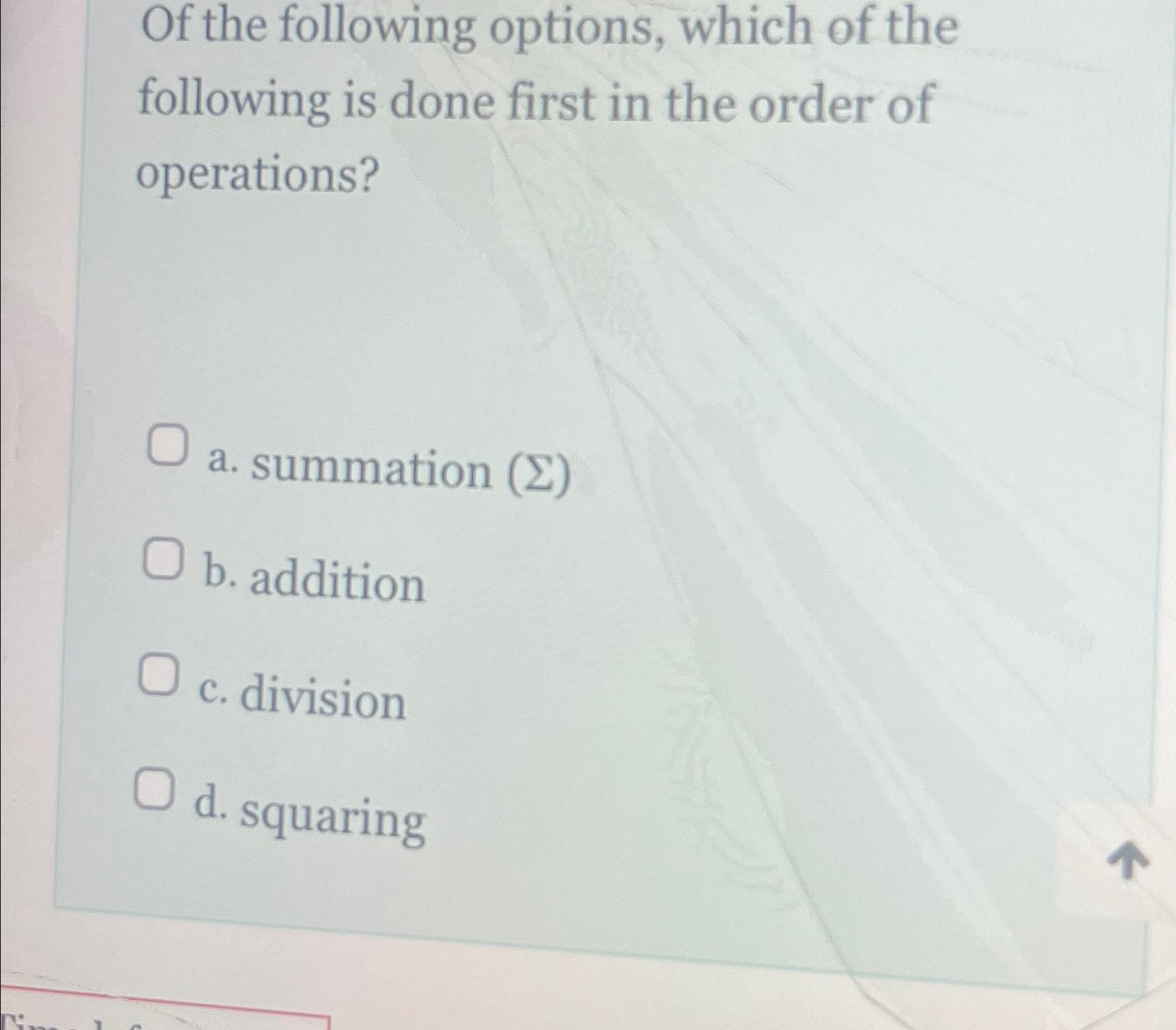 Solved Of the following options, which of the following is | Chegg.com