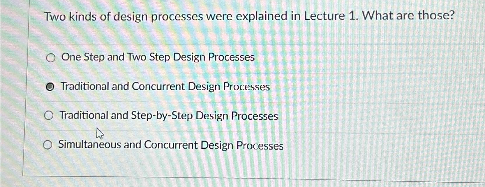 Solved Two kinds of design processes were explained in | Chegg.com
