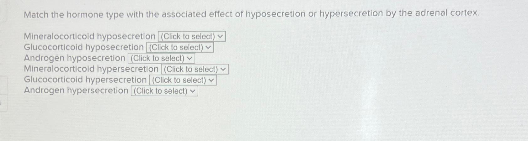 Solved Match the hormone type with the associated effect of | Chegg.com