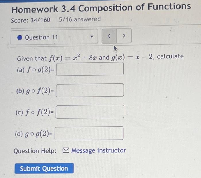 Solved Homework 3.4 Composition of Functions Score: | Chegg.com