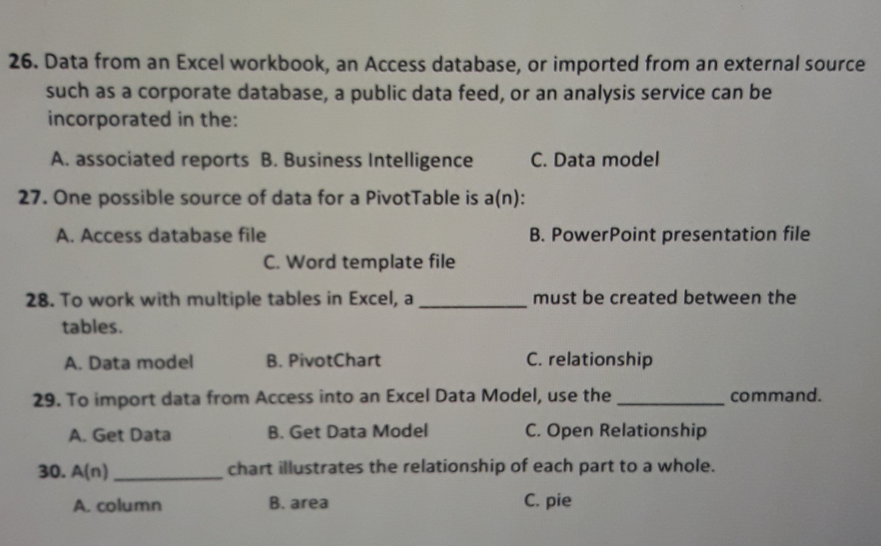Solved Data from an Excel workbook, an Access database, or | Chegg.com
